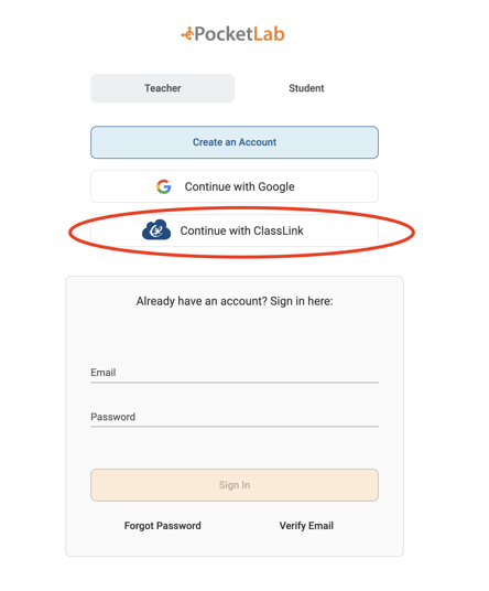 How do I set up ClassLink with PocketLab Notebook?
